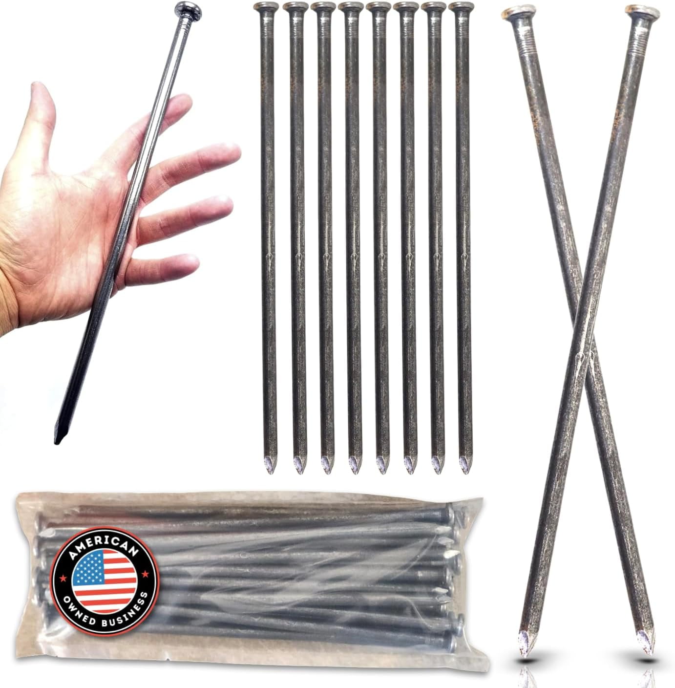 Heavy Duty (10 Count) - Round Metal Landscape & Paver Edging Anchoring ...