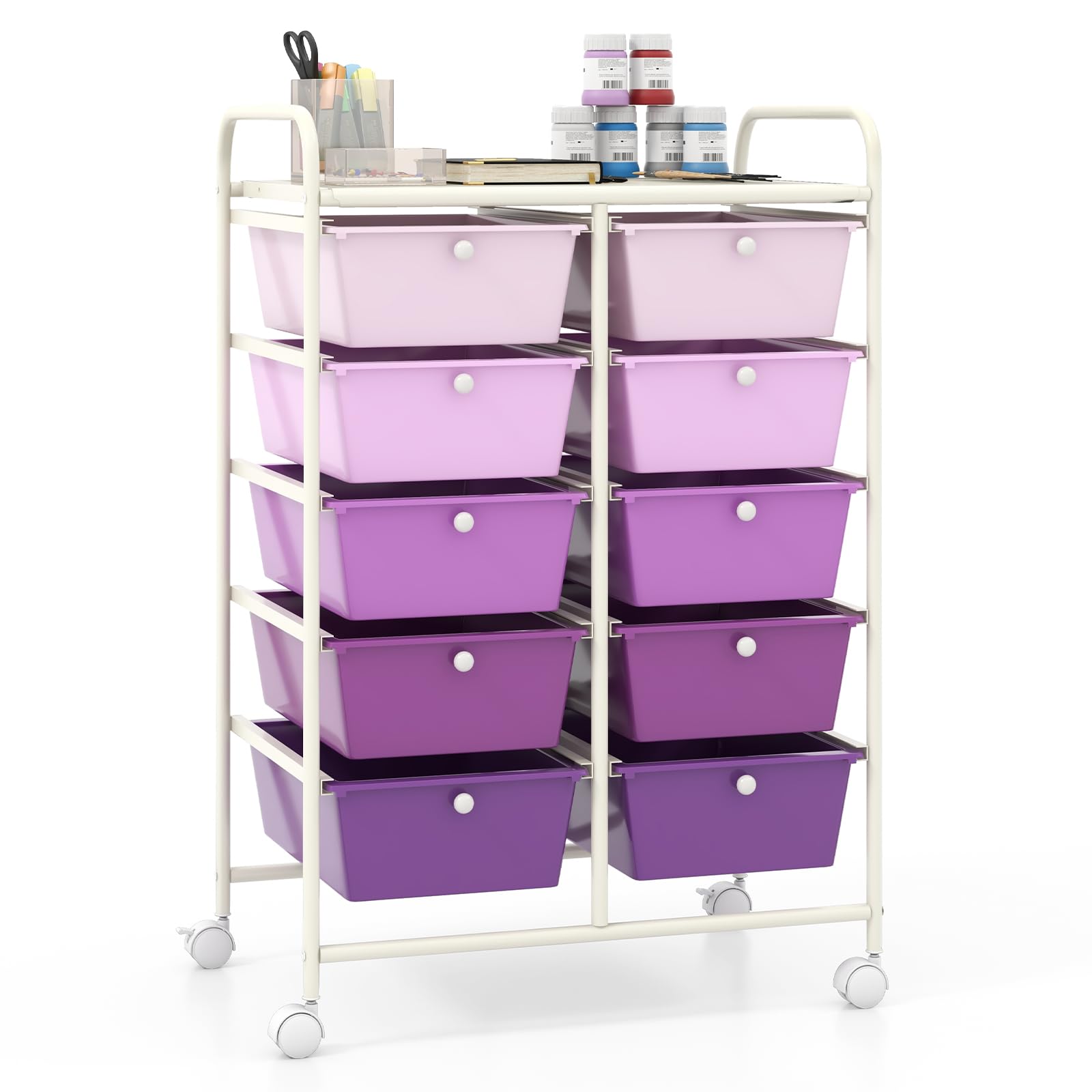 Heavy-Duty 10 Drawer Rolling Cart, Classroom Home Office Storage ...