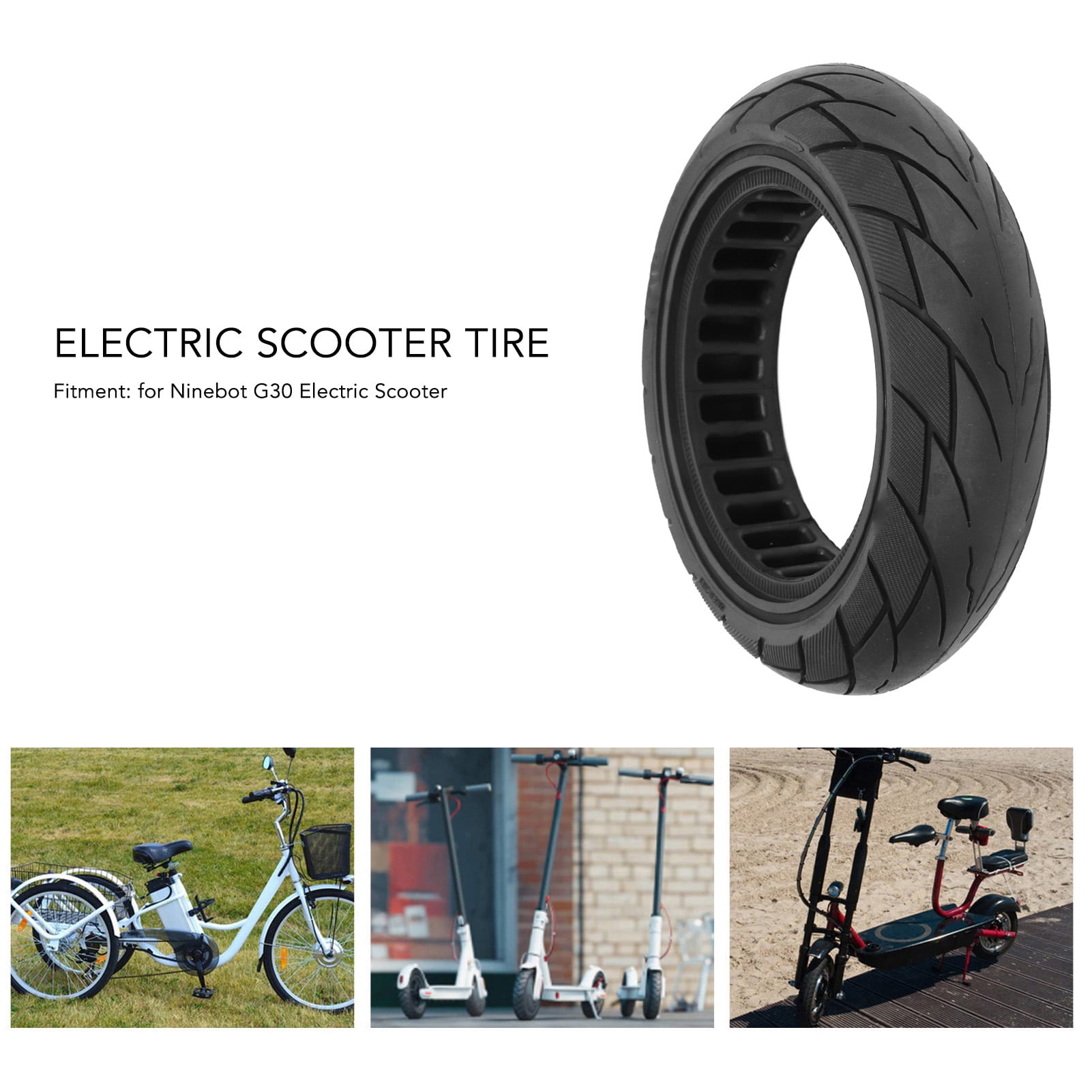 Heavy Duty 10" Electric Scooter Tire, Wear,Resistant Rubber, Enhanced ...