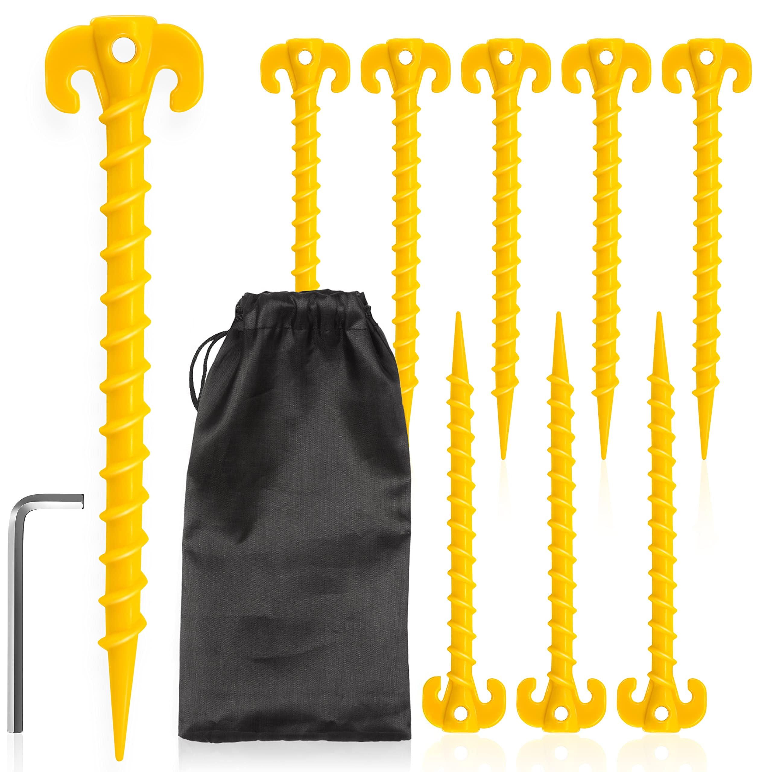 Heavy Duty 10 Inch Screw Style Tent Stakes 8 Pack, Outdoor Camping ...