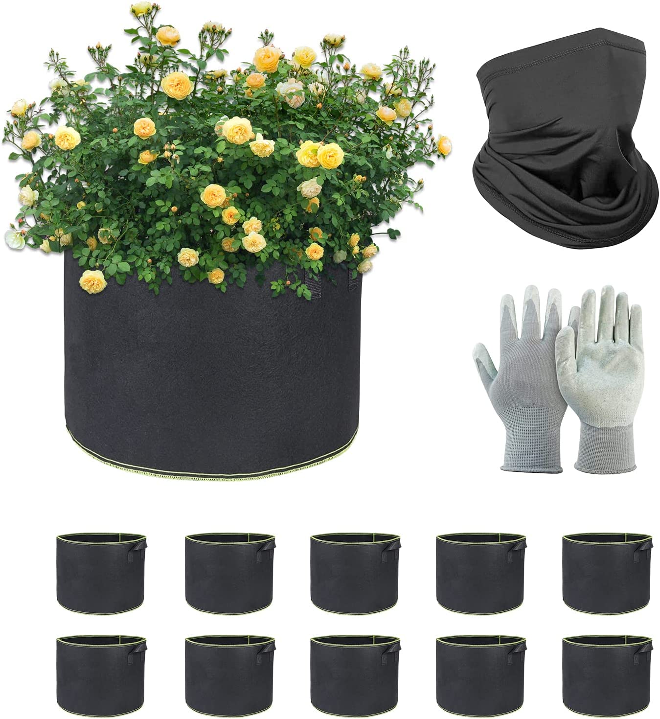 iPower 15-Gallon 5-Pack Grow Bags Fabric Aeration Pots Container with ...