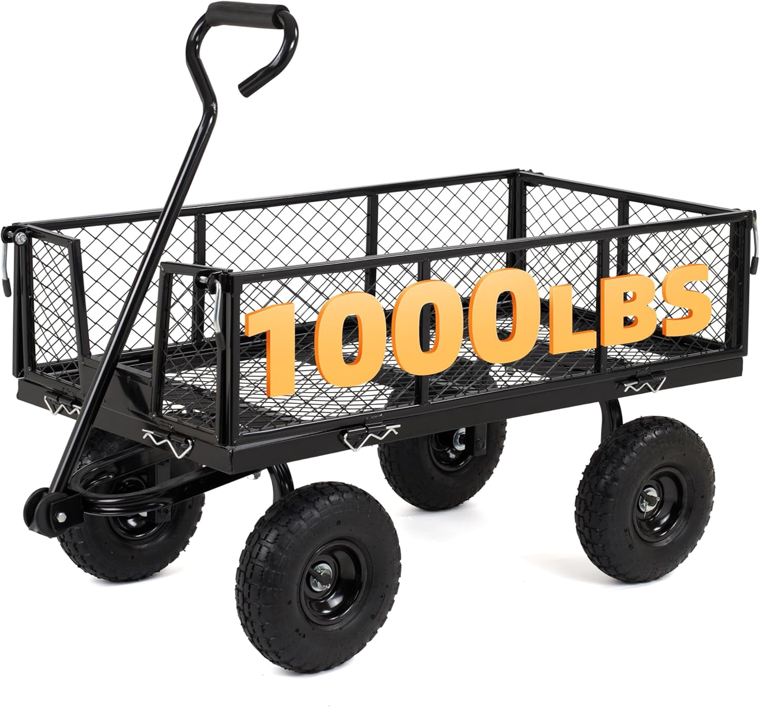 Heavy Duty 1000 Lbs Capacity Mesh Steel Garden Cart, Pullable Garden ...