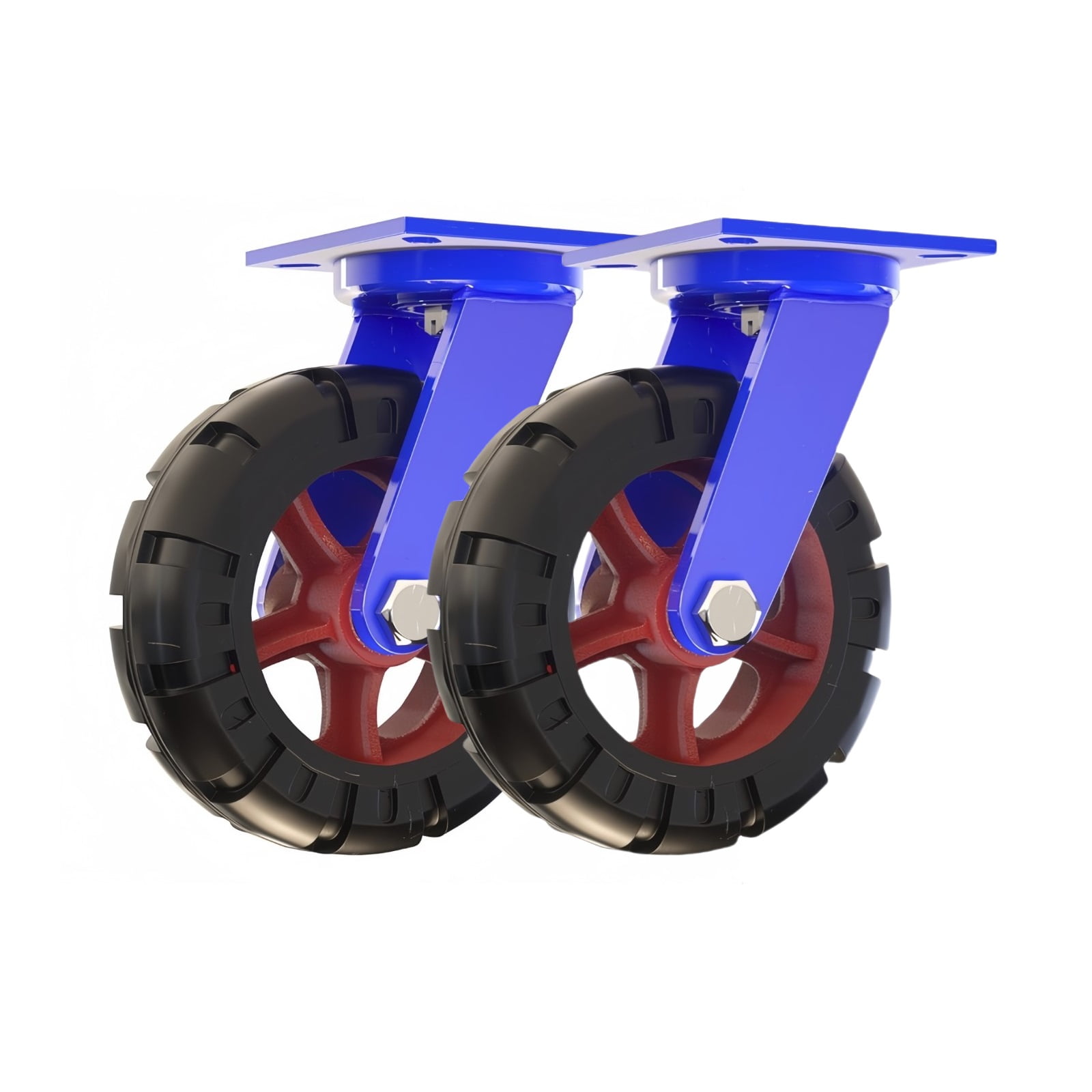 Heavy Duty 12 Inch Industrial Plate Caster Set of 2, 12 inch Swivel ...