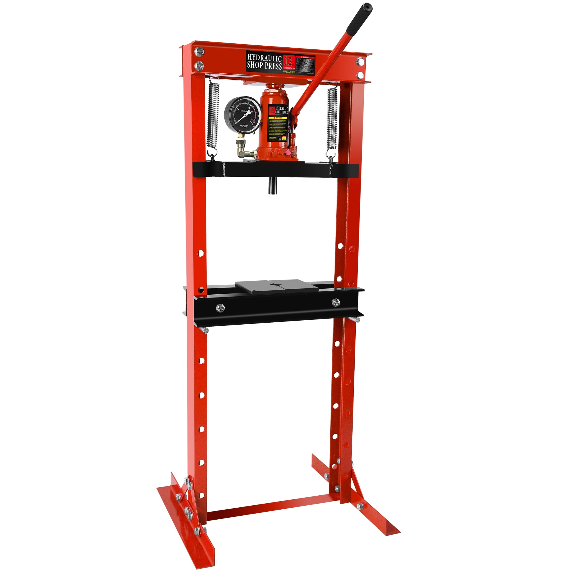 Heavy Duty 12-Ton Hydraulic Shop Press Benchtop Red Includes Plates and ...