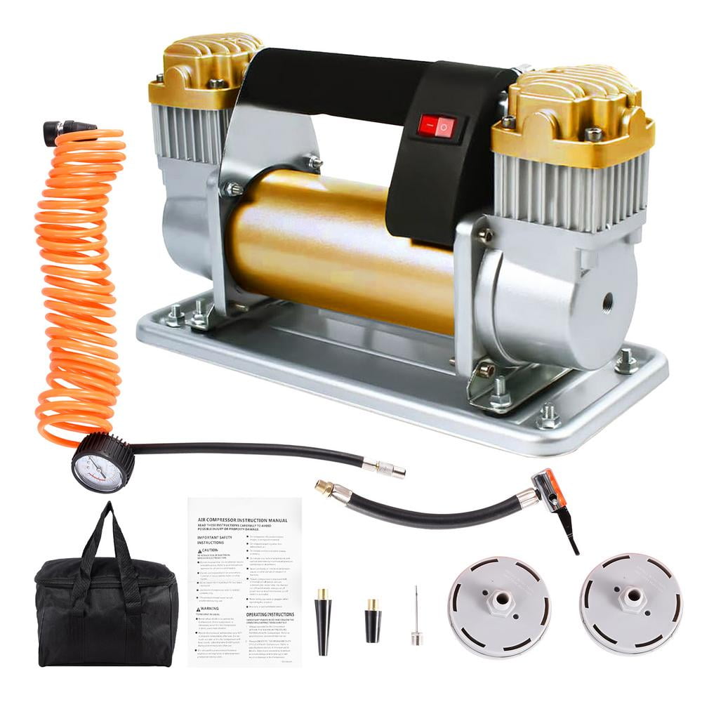 Heavy-Duty 12 Volt Air Compressor - Fast Tire Pump for Car, Motorcycle ...