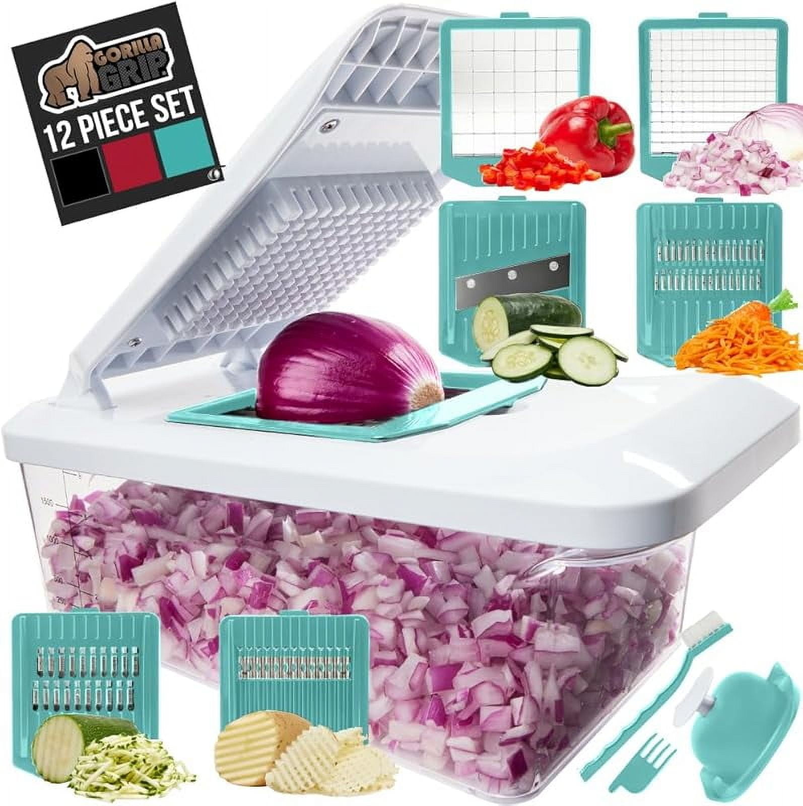 Heavy Duty 12-in-1 Vegetable Chopper, 6 Blades, Food Choppers with ...