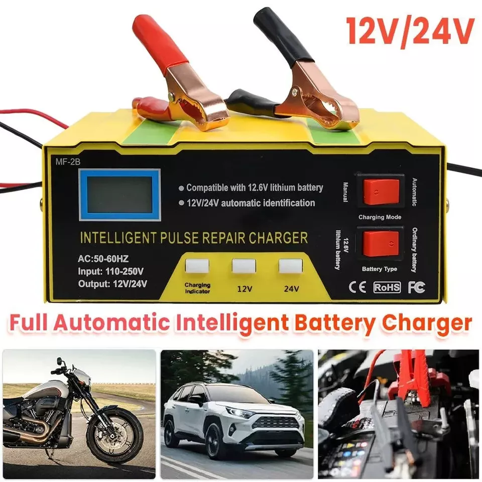 Heavy Duty 12V/24V Smart Automatic Car Battery Charger - Intelligent ...