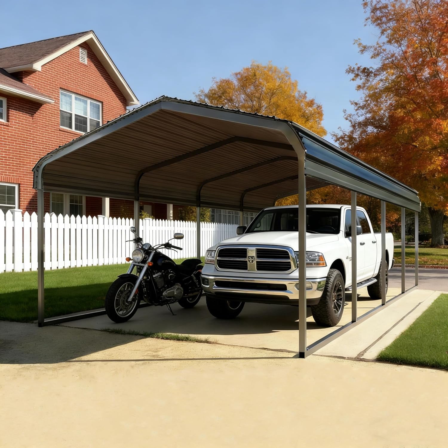 Heavy Duty 12x20 ft Steel Carport - Reinforced Frame & All-Weather ...