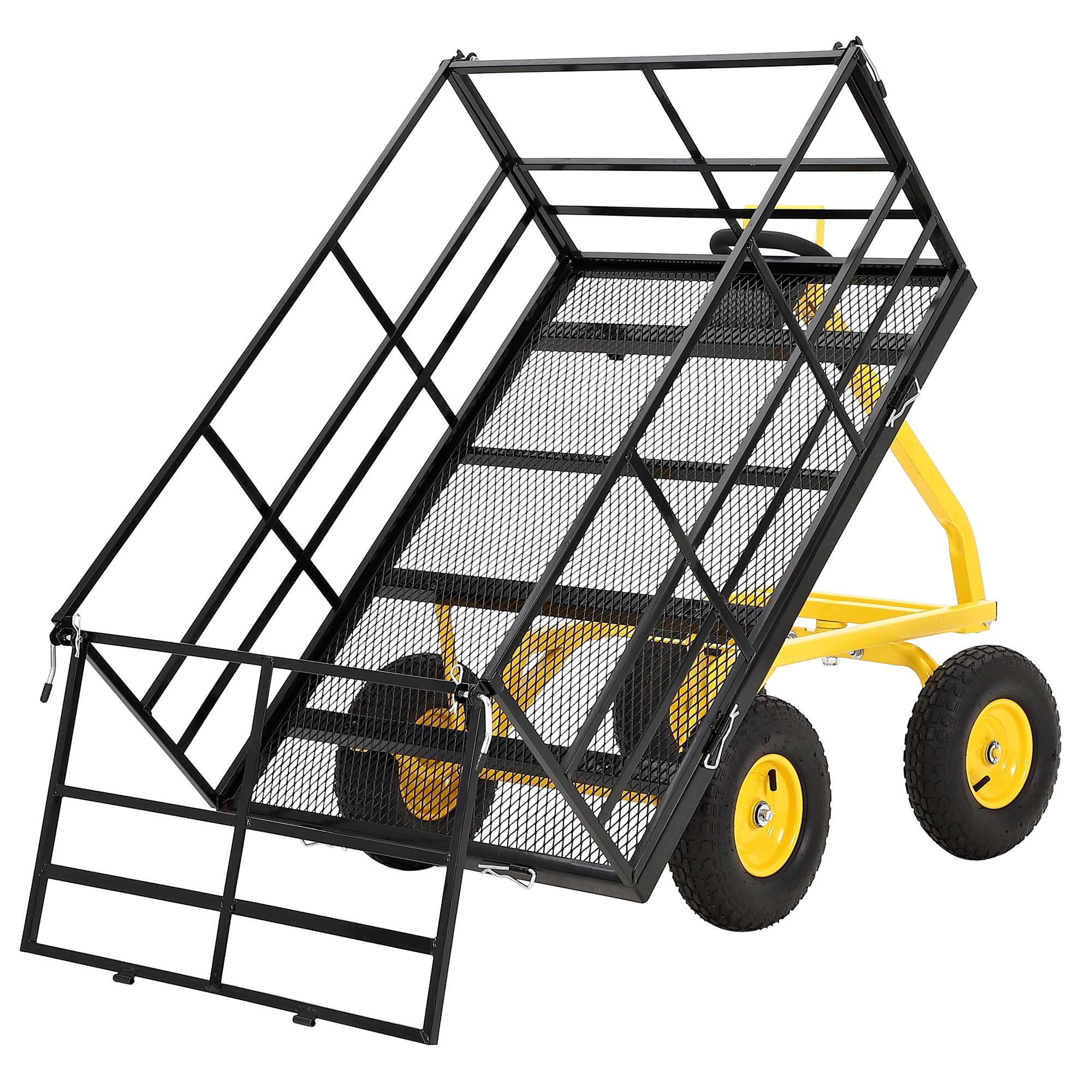 Heavy Duty 1500 Lbs Capacity Mesh Steel Garden Cart Folding Utility ...