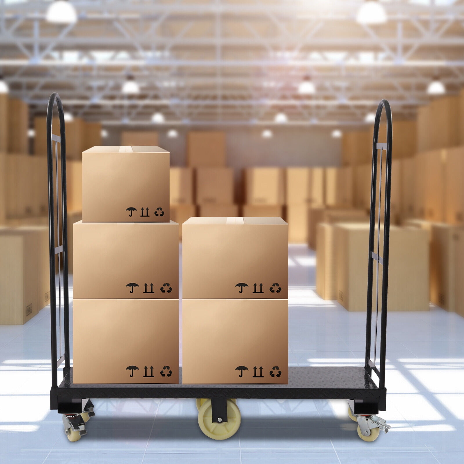 Heavy Duty 16" x 60 Steel Dolly U-Boat Utility Material Cart Platform ...