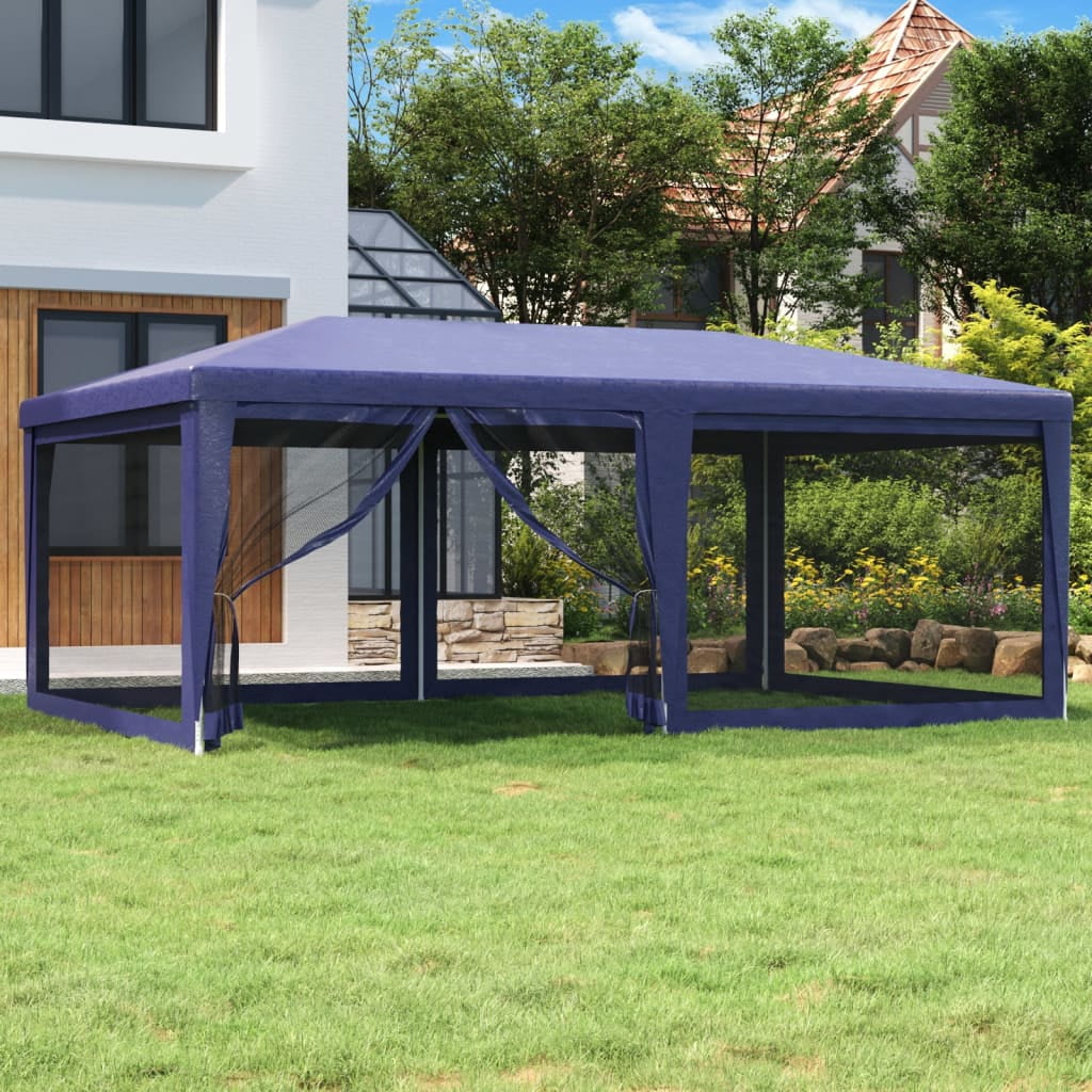 Heavy-Duty 19.7'x13.1' Blue Party Tent with 6 Mesh Sidewalls for ...