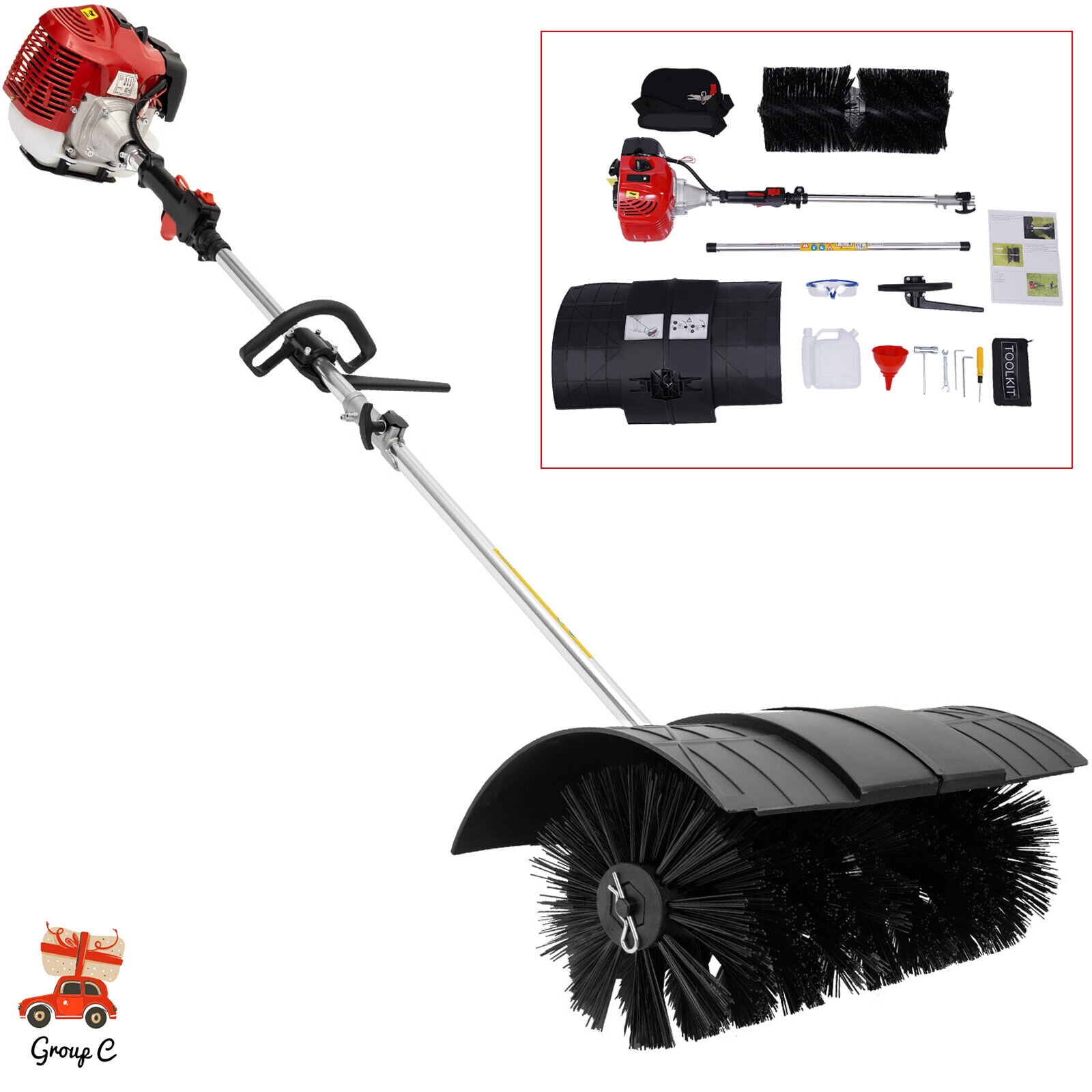 Heavy Duty 2.3HP Power Sweeper 52cc Handheld Gas Powered Broom Snow ...