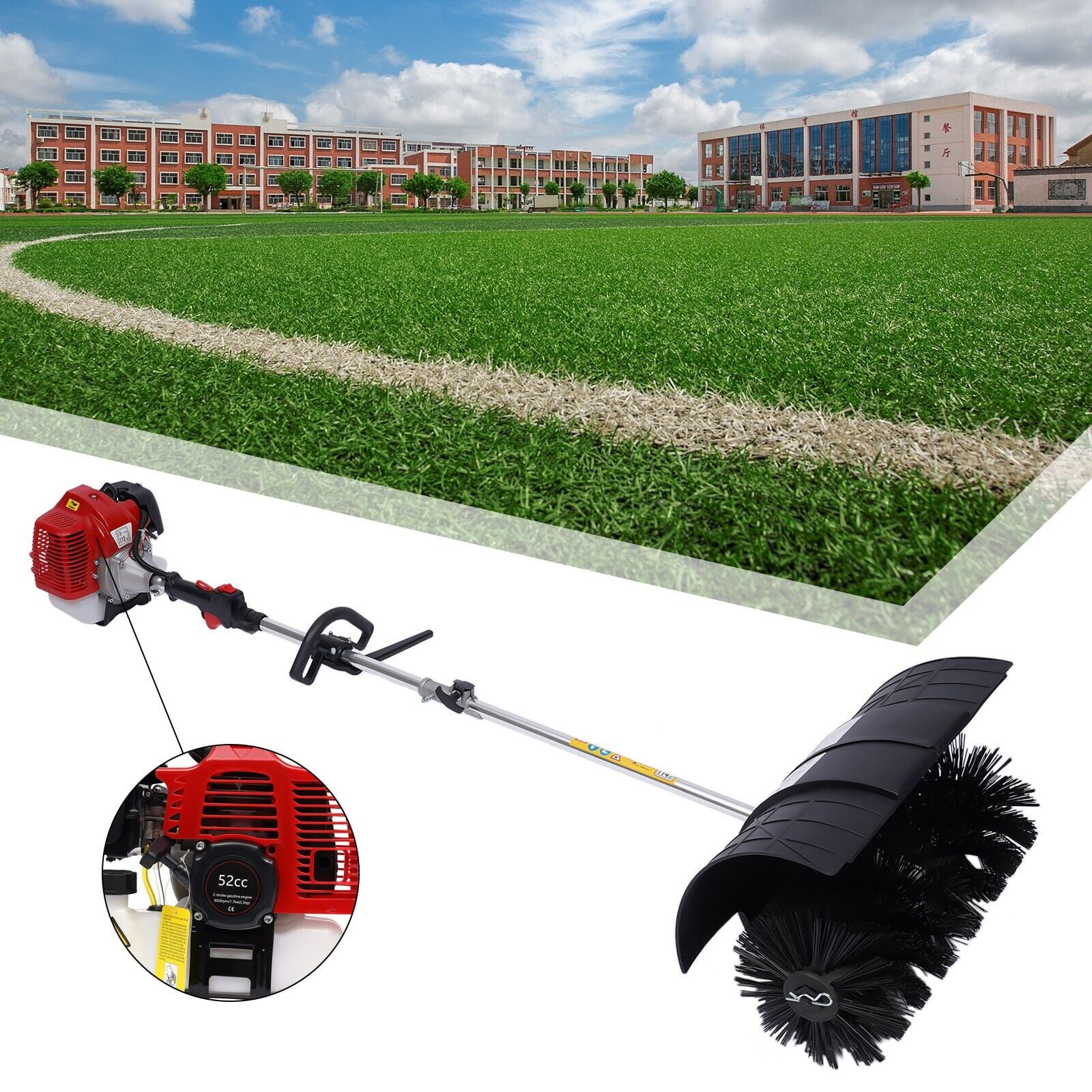 Heavy Duty 2.3HP Power Sweeper 52cc Handheld Gas Powered Broom Snow ...