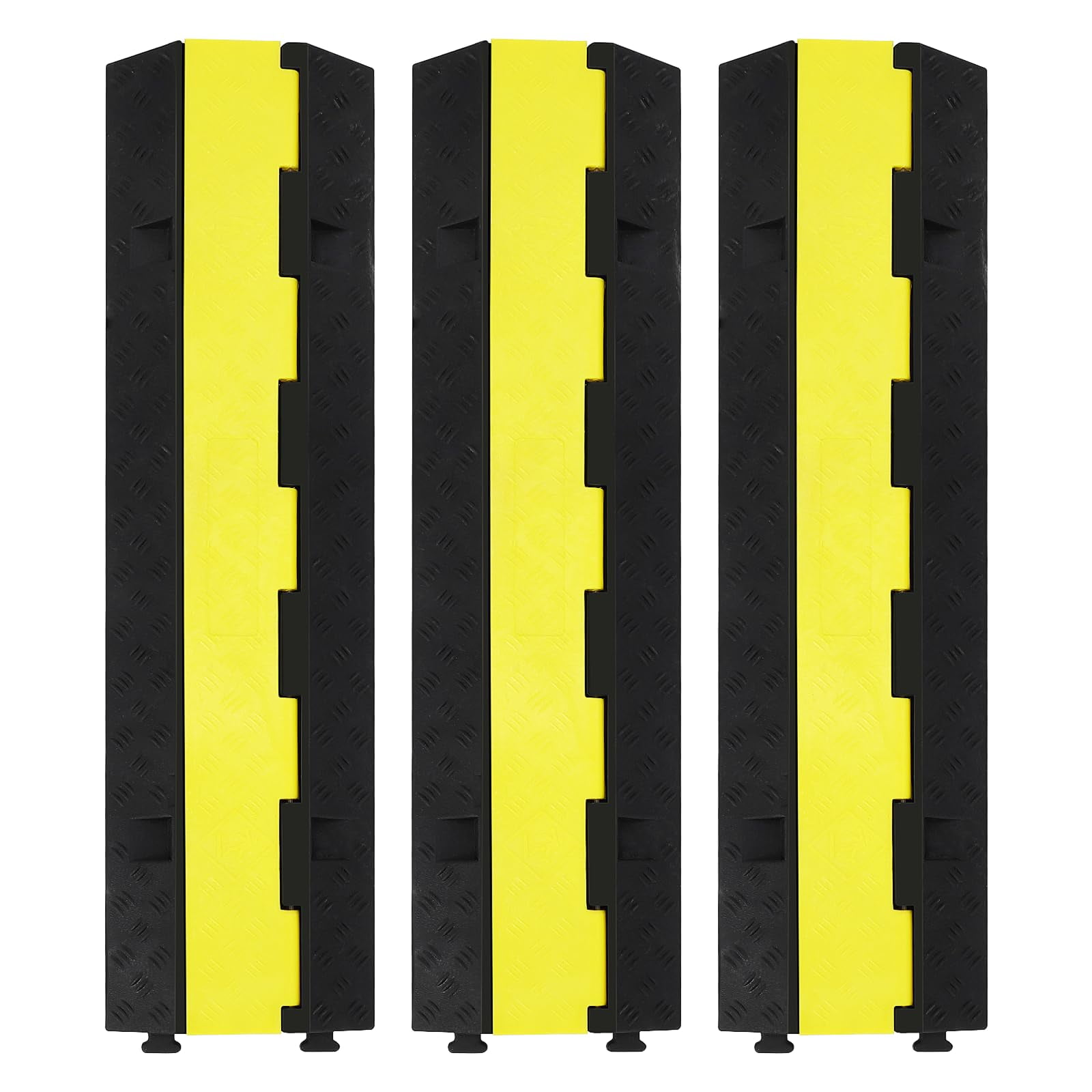 Heavy-Duty 2-Channel Cable Protector Ramp, 3-Pack Rubber Speed Bumps ...