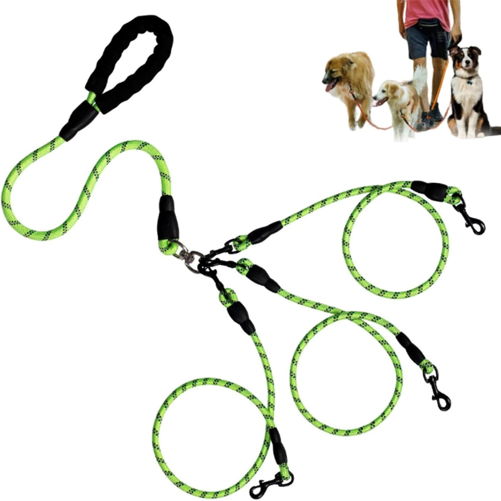 Heavy-Duty 2-Dog Leash with Detachable Splitters | 360° Swivel Hooks ...