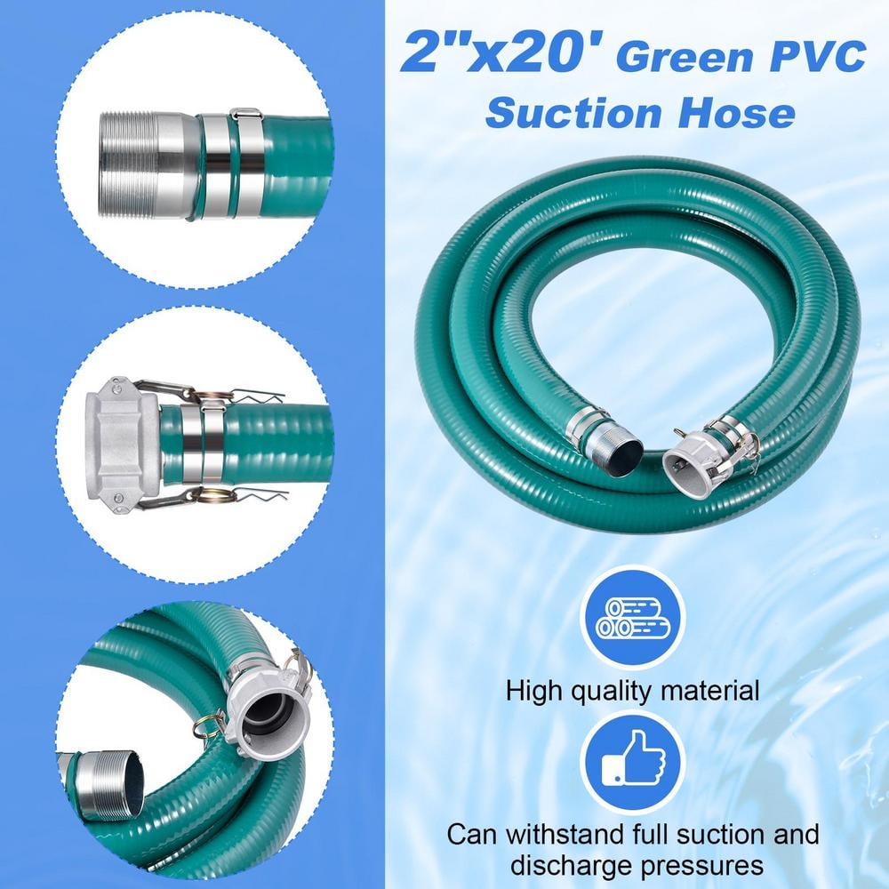 Heavy Duty 2 Inch Suction Hose Kit - 65Ft PVC Discharge Tube, 20Ft ...