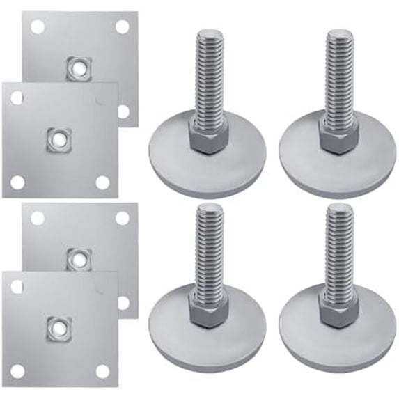 Heavy Duty 2" Leg Levelers Set with Square Mounting Plates Compatible ...