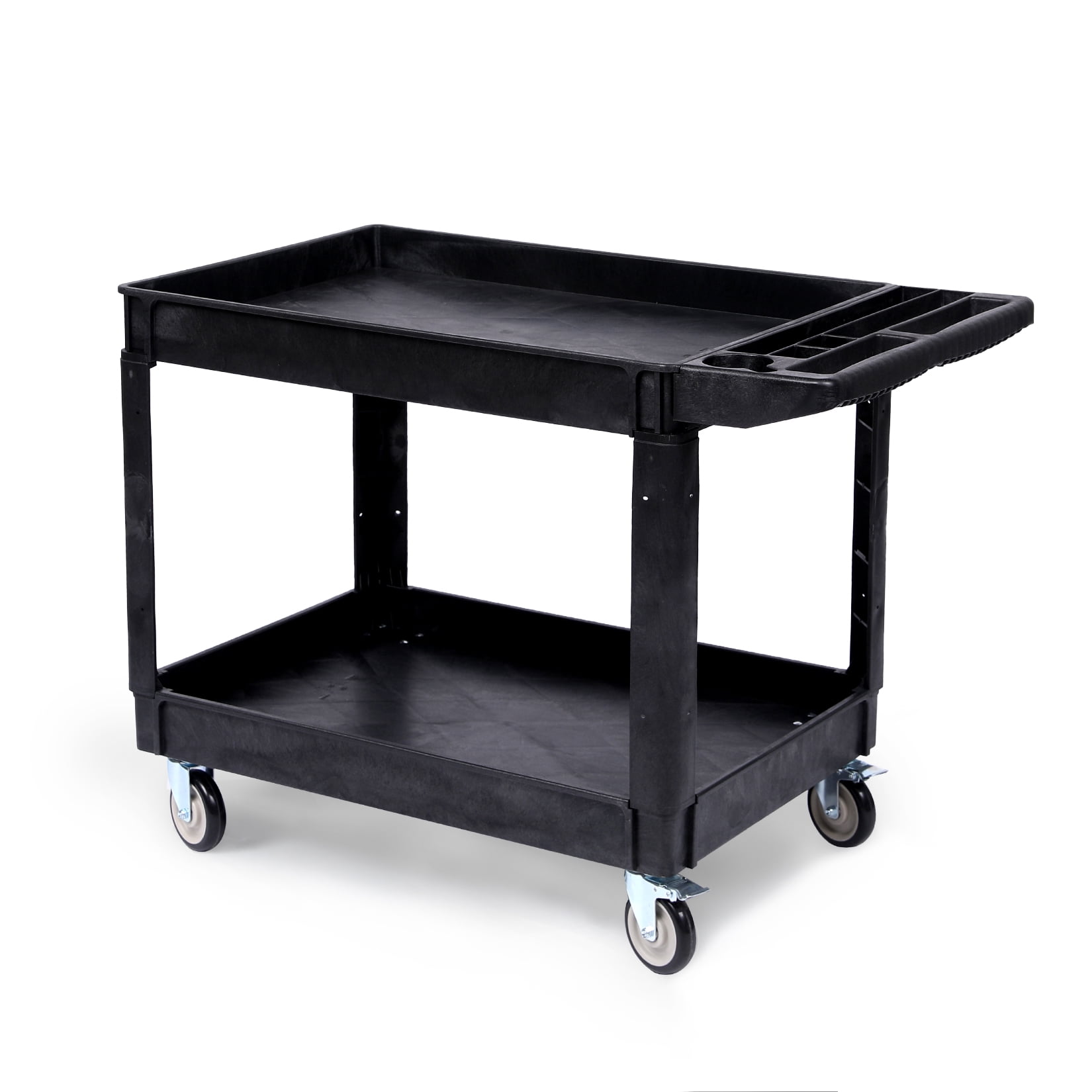 Heavy Duty 2-Shelf Utility Cart – 550 lbs Capacity, Rolling Plastic ...