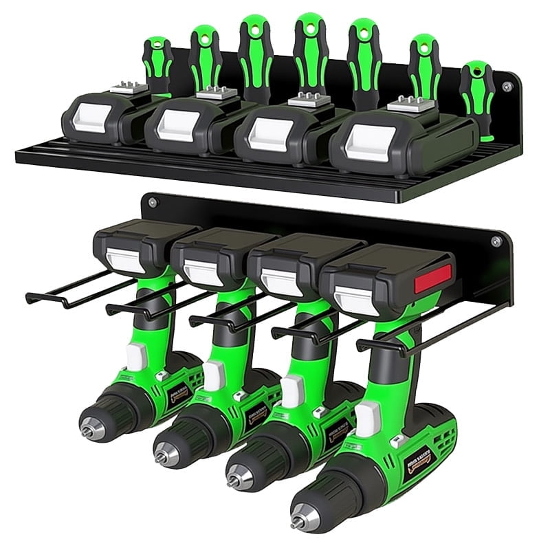 Heavy Duty 2-Tier 5-Hook Wall Mount Tool Rack - 120LB Capacity, Space ...