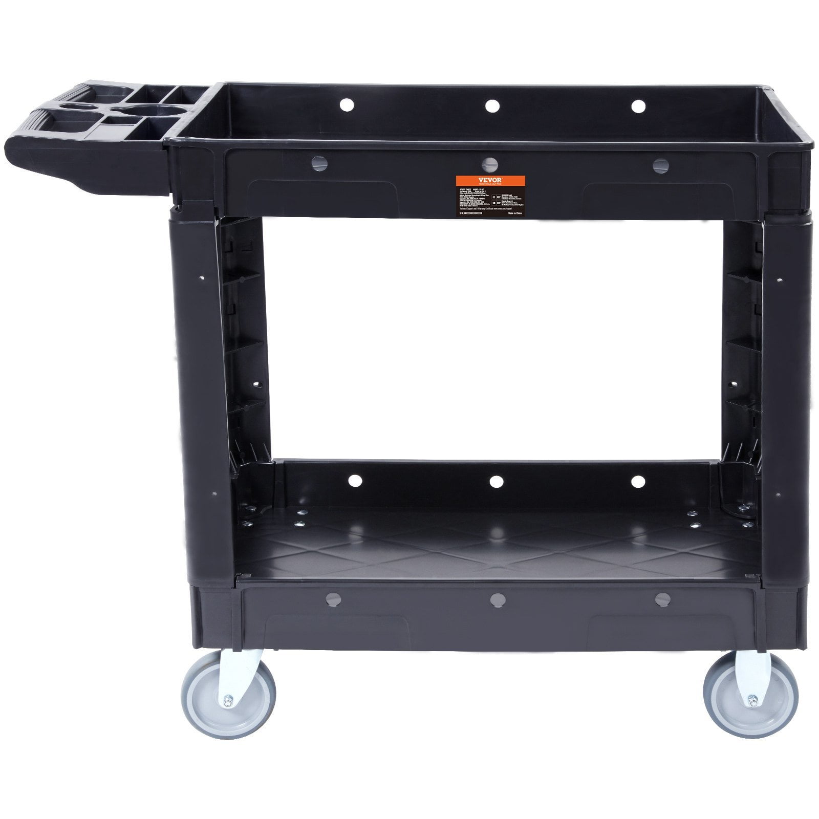 Heavy Duty 2-Tier Rolling Utility Service Cart with 550 lbs Capacity ...