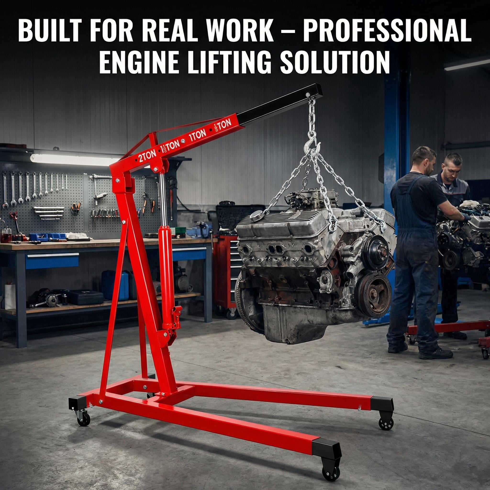 Heavy Duty 2 Ton Hydraulic Engine Hoist Crane Cherry Picker with 4400 ...