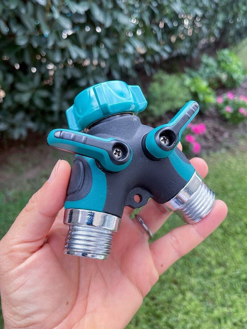 Heavy-Duty 2-Way Hose Splitter with Shut Off Valve – Brass Y Connector ...