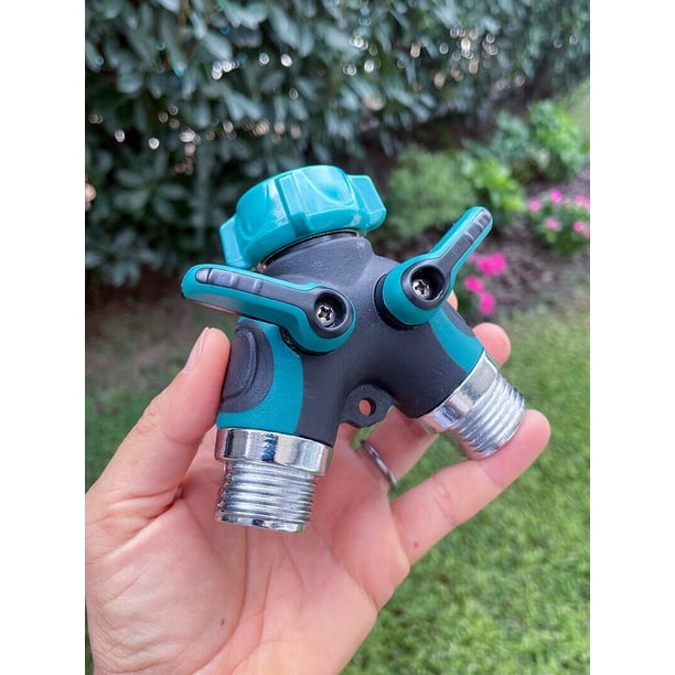 Heavy-Duty 2-Way Hose Splitter with Shut Off Valve – Brass Y Connector ...