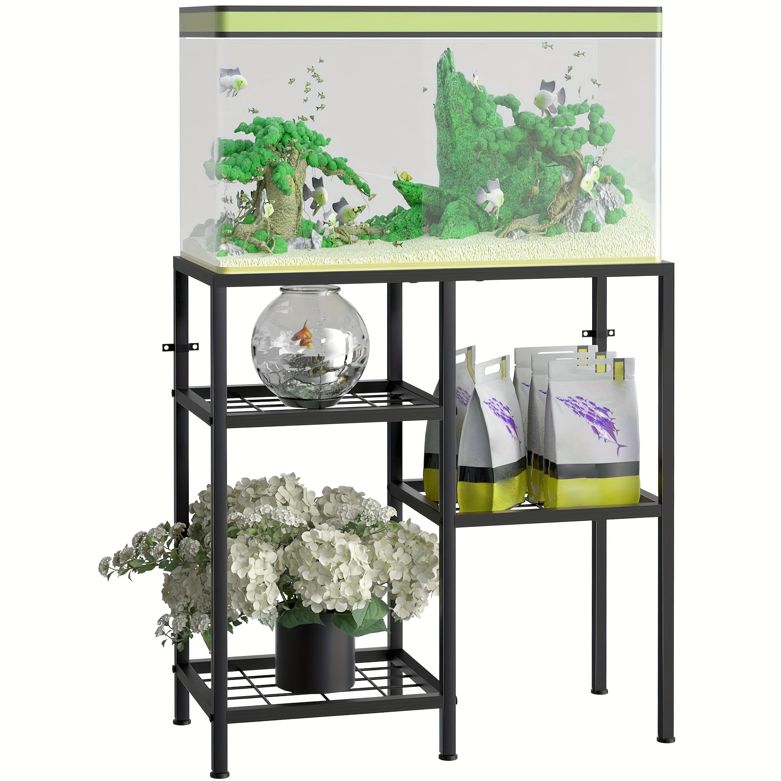 Heavy-Duty 20-Gallon Aquarium Stand - 3-Tier Metal Tank Base with ...