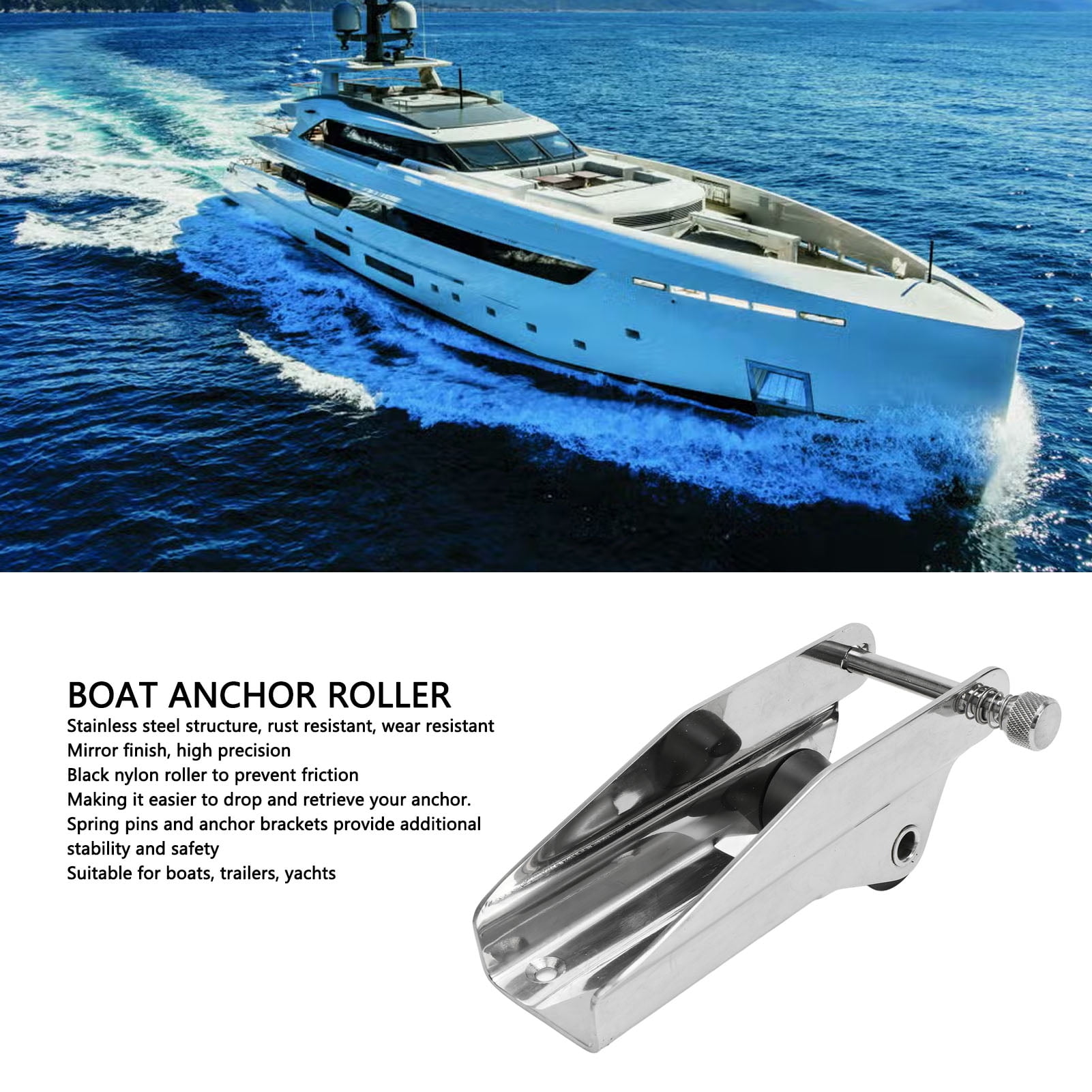 Heavy,Duty 200mm Marine Bow Roller, Universal Fit For Boats, Trailers ...