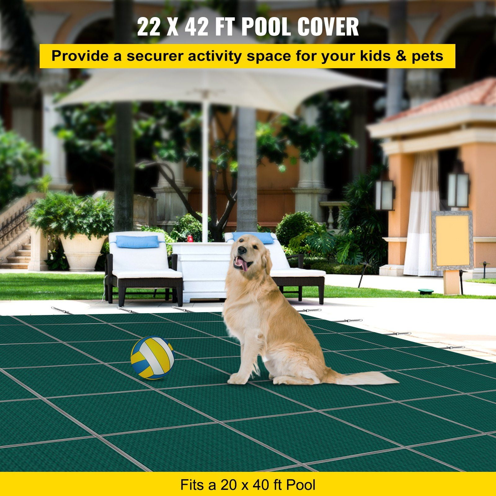 Heavy-Duty 22ft x 42ft Rectangular Mesh Winter Pool Cover | Safety ...