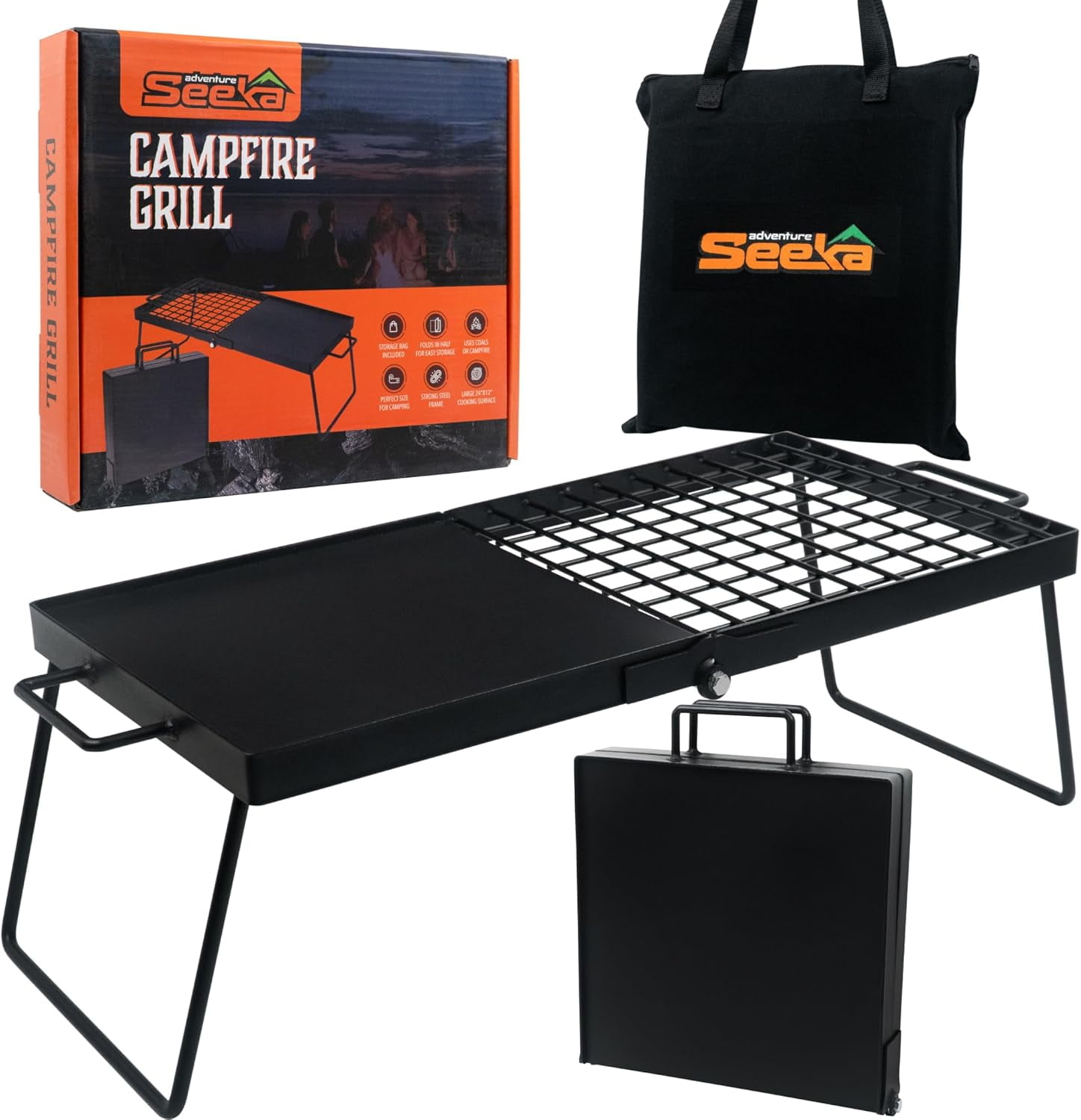 Heavy Duty 24" Folding Campfire Grill, Camp Fire Grill With Folding ...