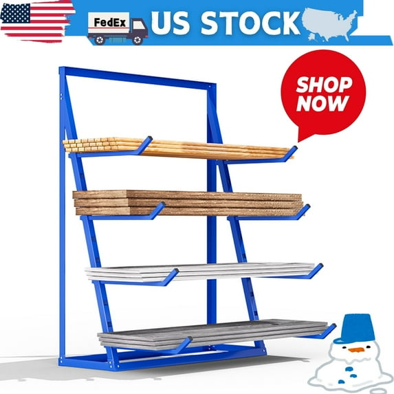 Heavy Duty 2400LBS Capacity Alloy Steel Lumber Storage Rack, 4-Tier ...