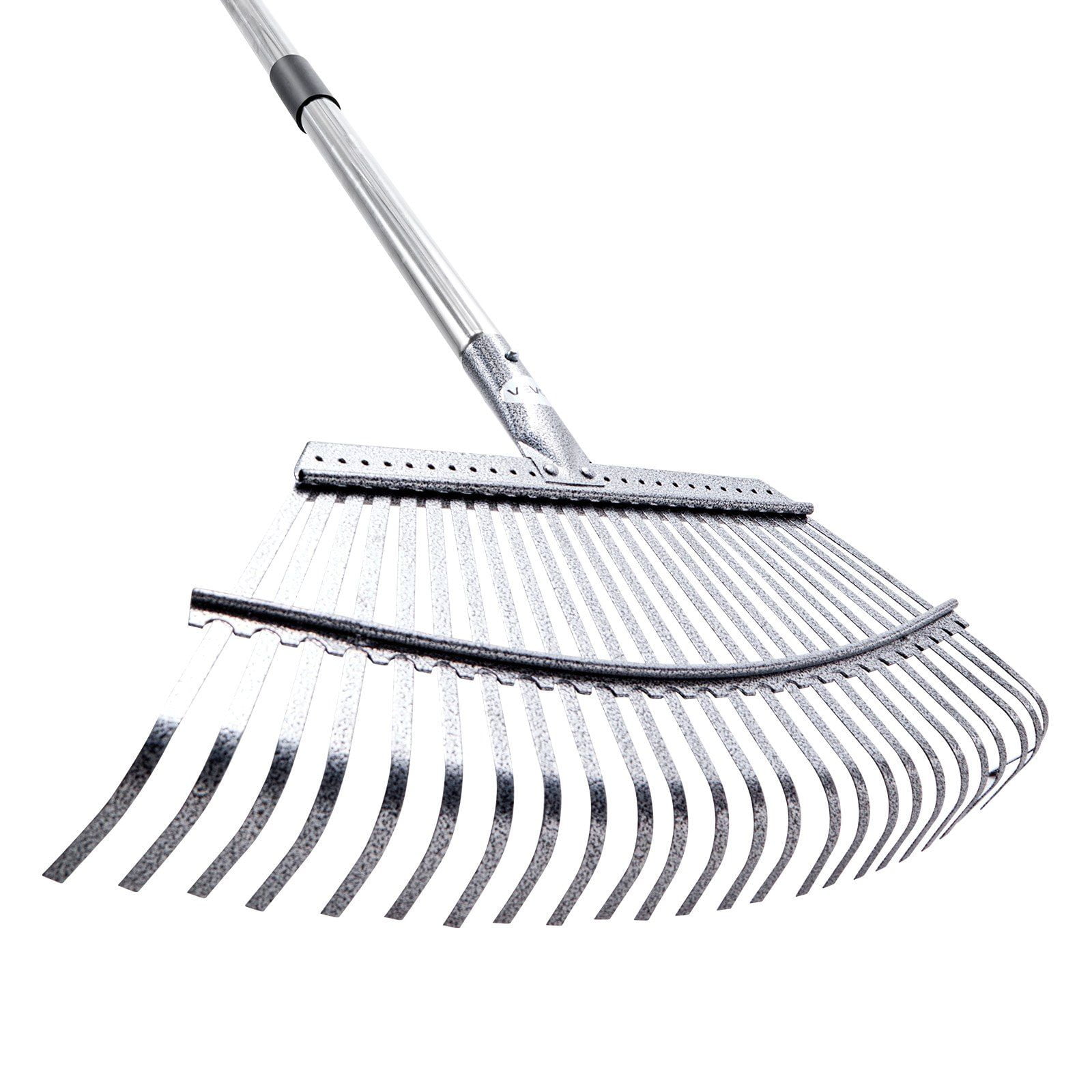 Heavy Duty 25-Tine Metal Leaf Rake, Adjustable 36.4-72.8 Inch Handle ...