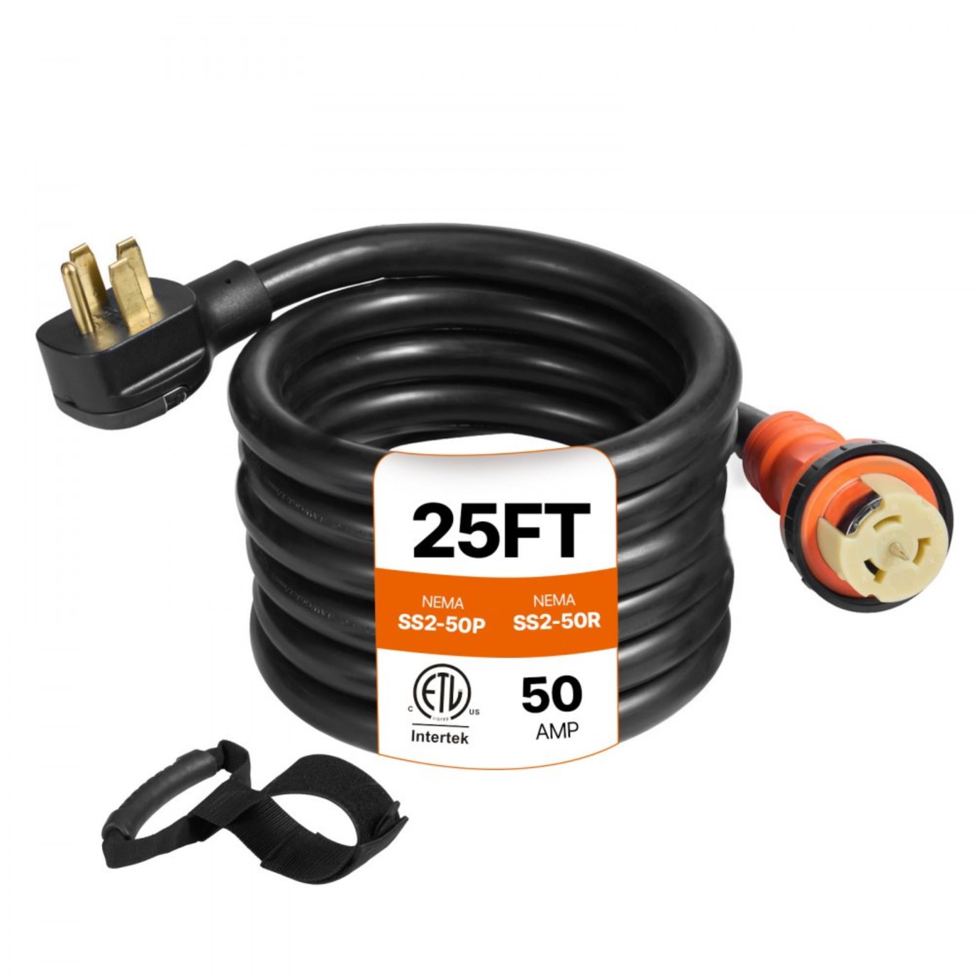Heavy Duty 25FT Generator Power Cord, 50AMP ETL Listed for 12000W ...