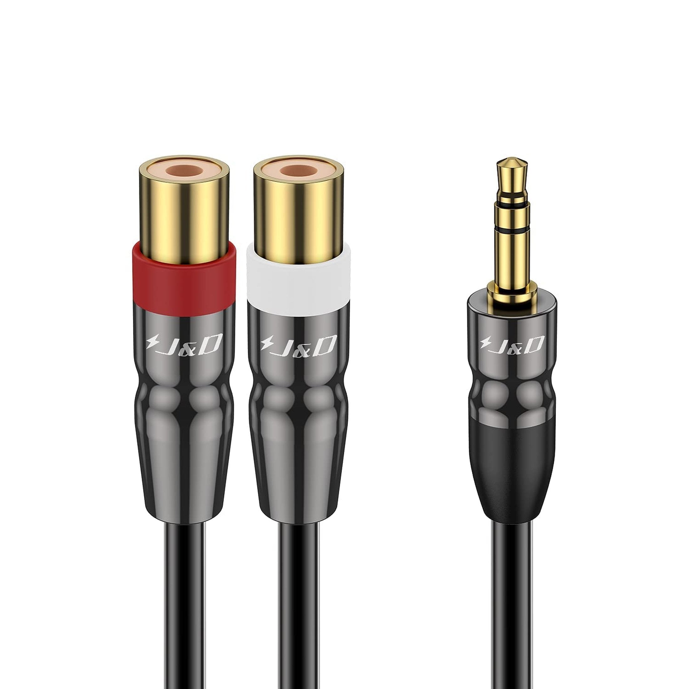 Heavy Duty 3.5mm to Dual RCA Audio Cable 15 Feet Gold Plated Adapter ...
