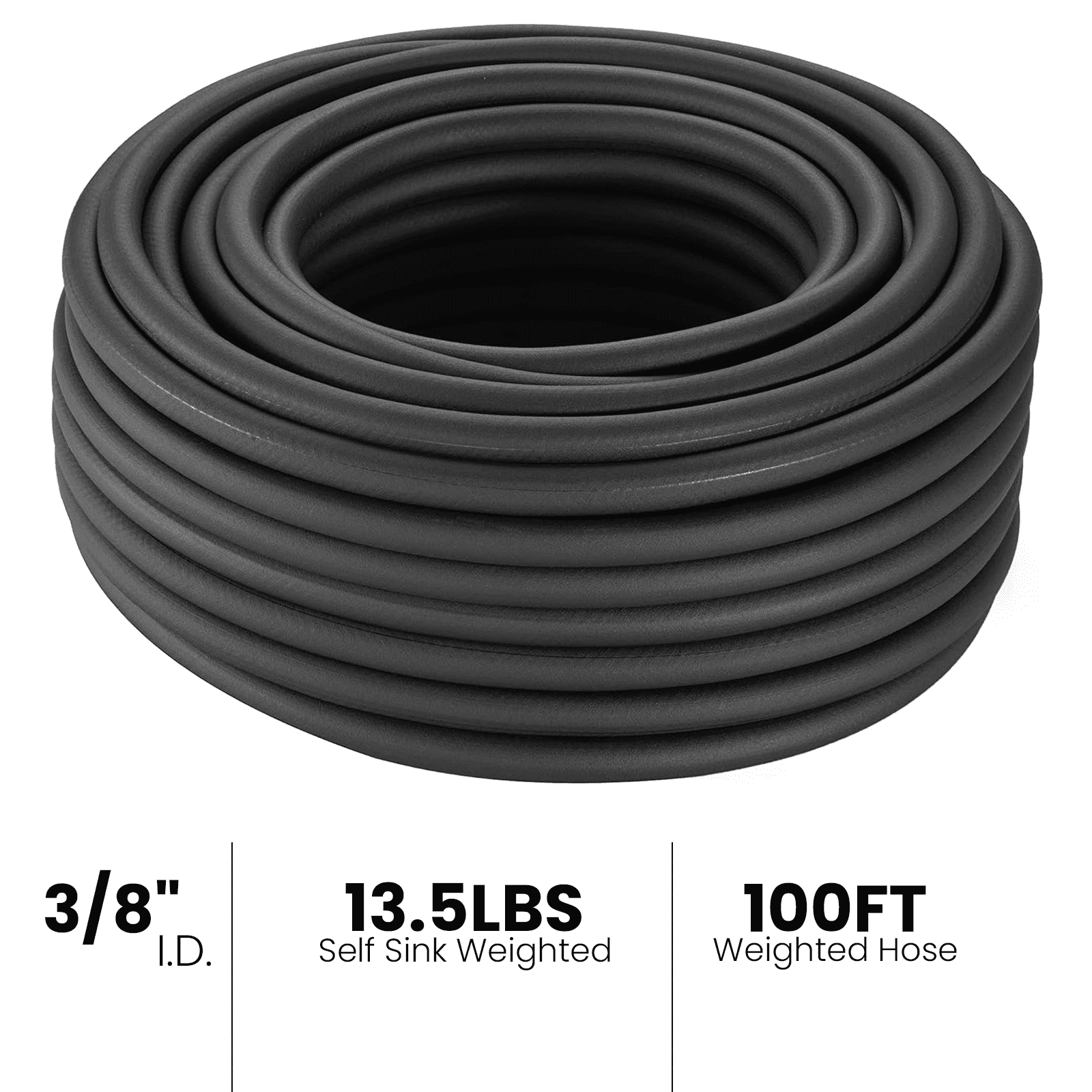 Heavy Duty 3/8" ID Thick Pond & Lake Aeration Tubing 100 Feet Weighted ...