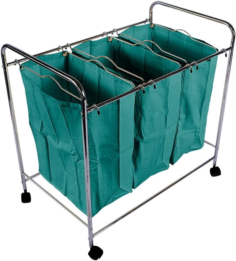 Heavy Duty 3 Bag Rolling Laundry Sorter Storage Cart Clothes Hamper ...
