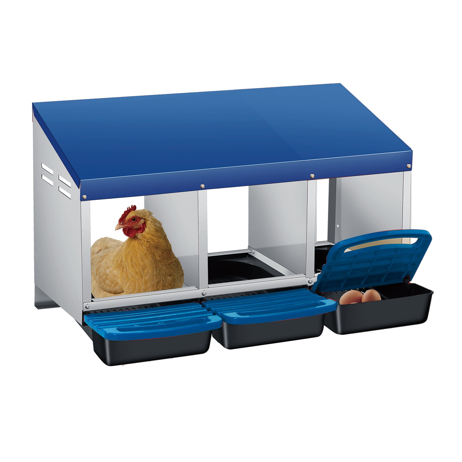 Heavy Duty 3-Compartment Metal Chicken Nesting Box – Removable Trays ...