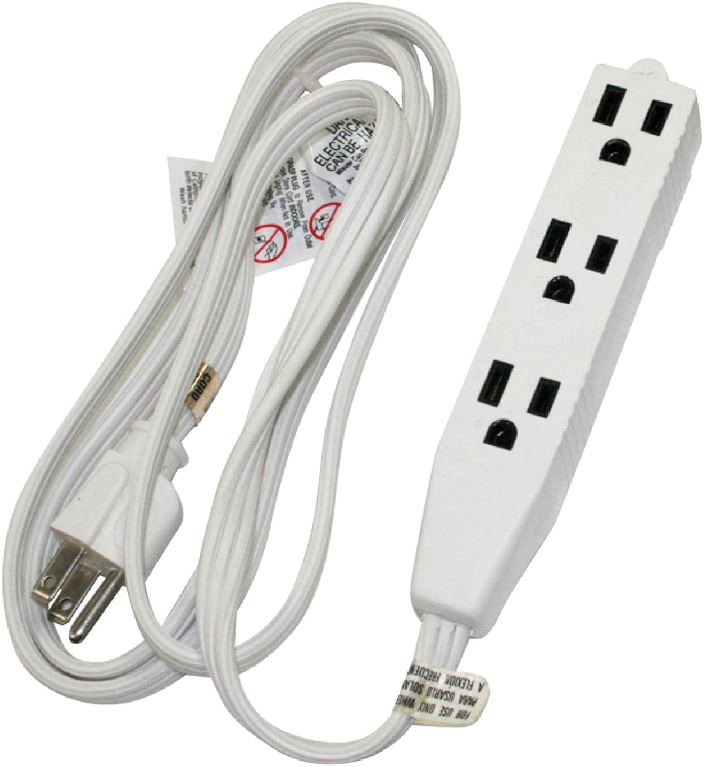 Heavy Duty 3 Outlet Grounded Indoor Home Office Extention Cord,6 -FEET ...