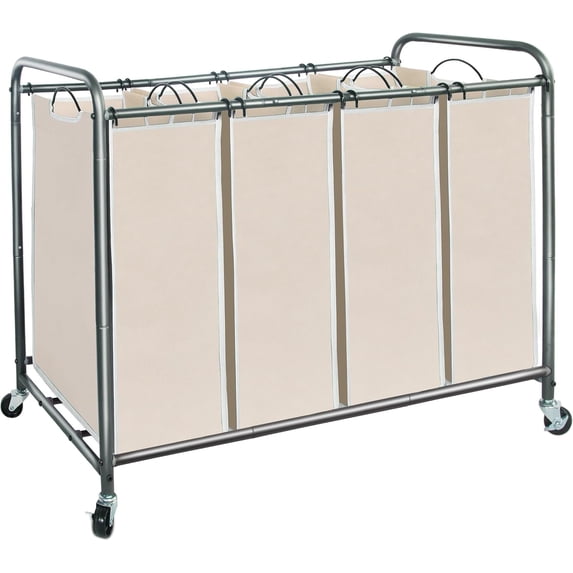Heavy Duty 3-Section Rolling Laundry Sorter with Removable Bags, 35.6 ...
