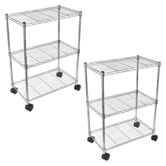 Heavy Duty 3-Shelf Shelving with Wheels, Adjustable Storage Units ...
