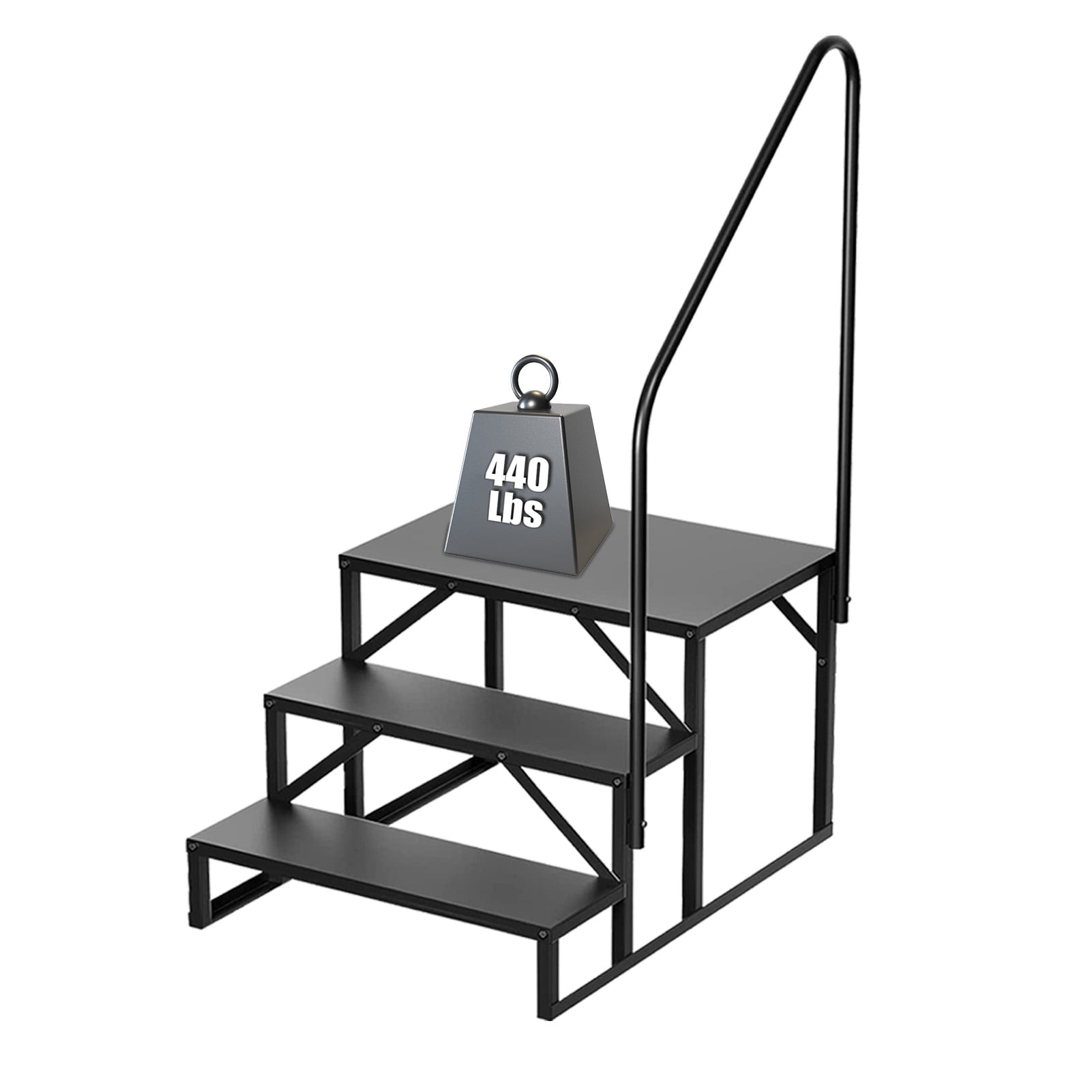 Heavy Duty 3 Step RV Ladder with Handrail, Portable Pool Steps, 440Lbs ...