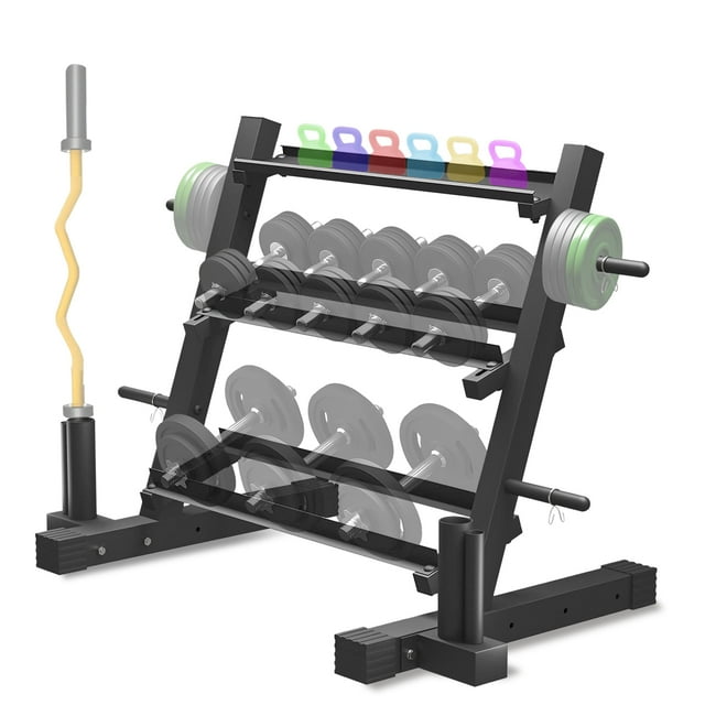 Heavy Duty 3 Tier Adjustable Dumbbell Rack Stand - Home Gym Weight ...