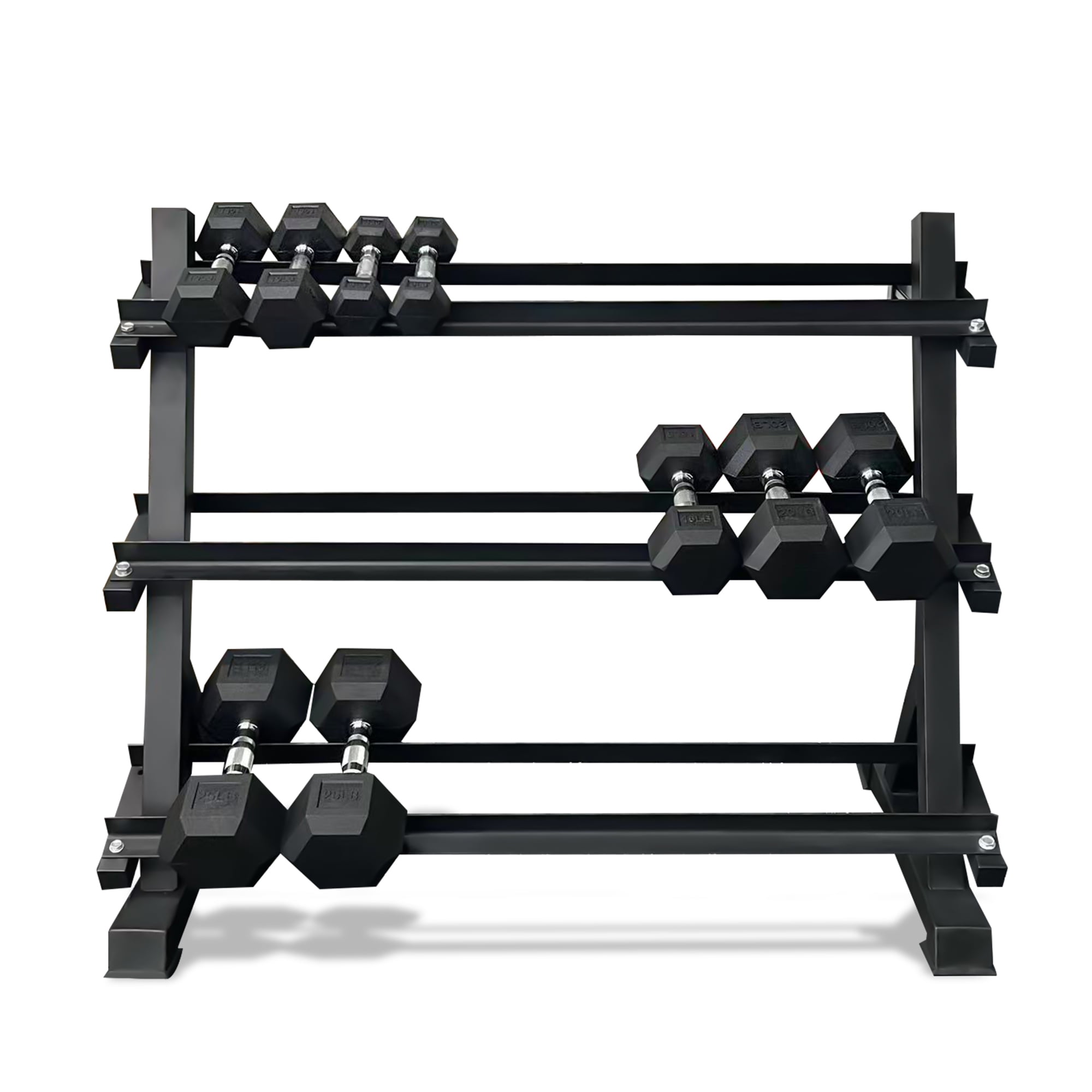 Heavy Duty 3-Tier Dumbbell Rack for Home Gym, 5-50LB Weight Storage ...