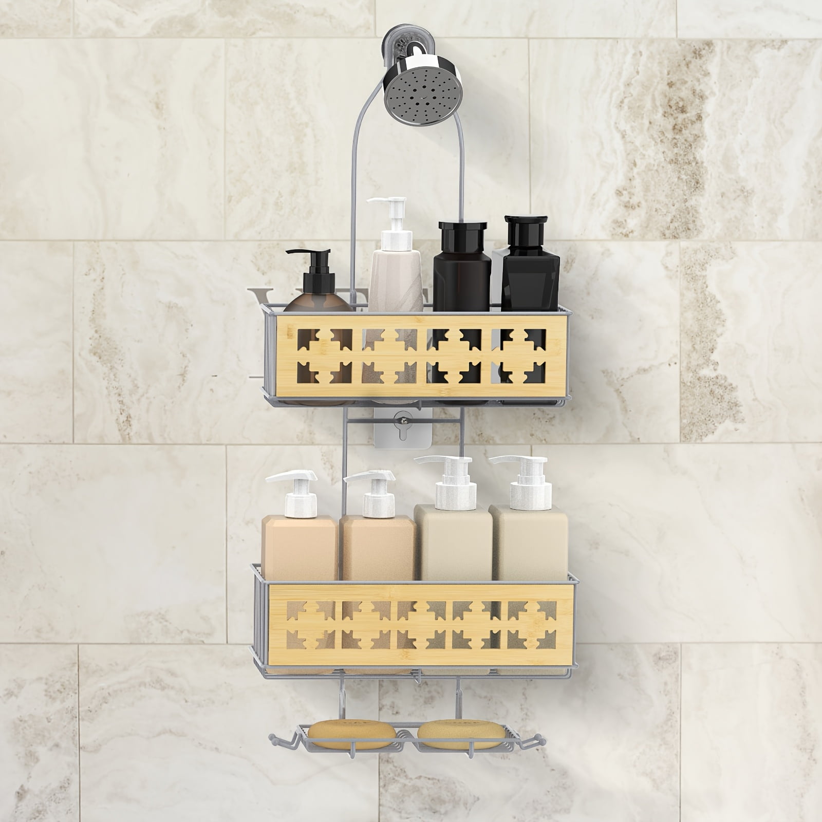 Heavy-Duty 3-Tier Overhead Shower Organizer - Rustproof Stainless Steel ...