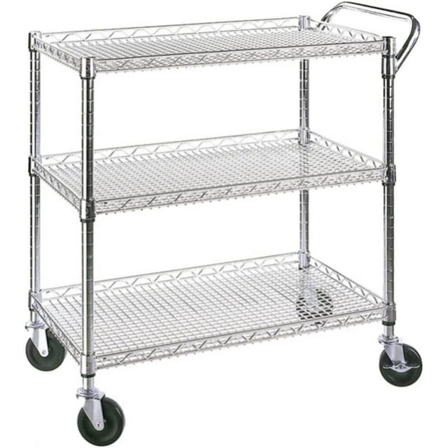 Heavy Duty 3 Tier Rolling Utility Cart Kitchen Cart on Wheels Metal ...
