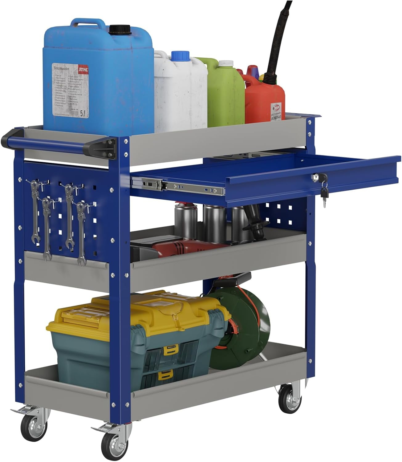 Heavy Duty 3 Tier Tool Cart, Mechanic Metal Rolling Tool Cart with ...