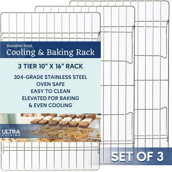 Heavy Duty 3 Tiers, 16" x 10" Cooling Rack for Cooking and Baking ...
