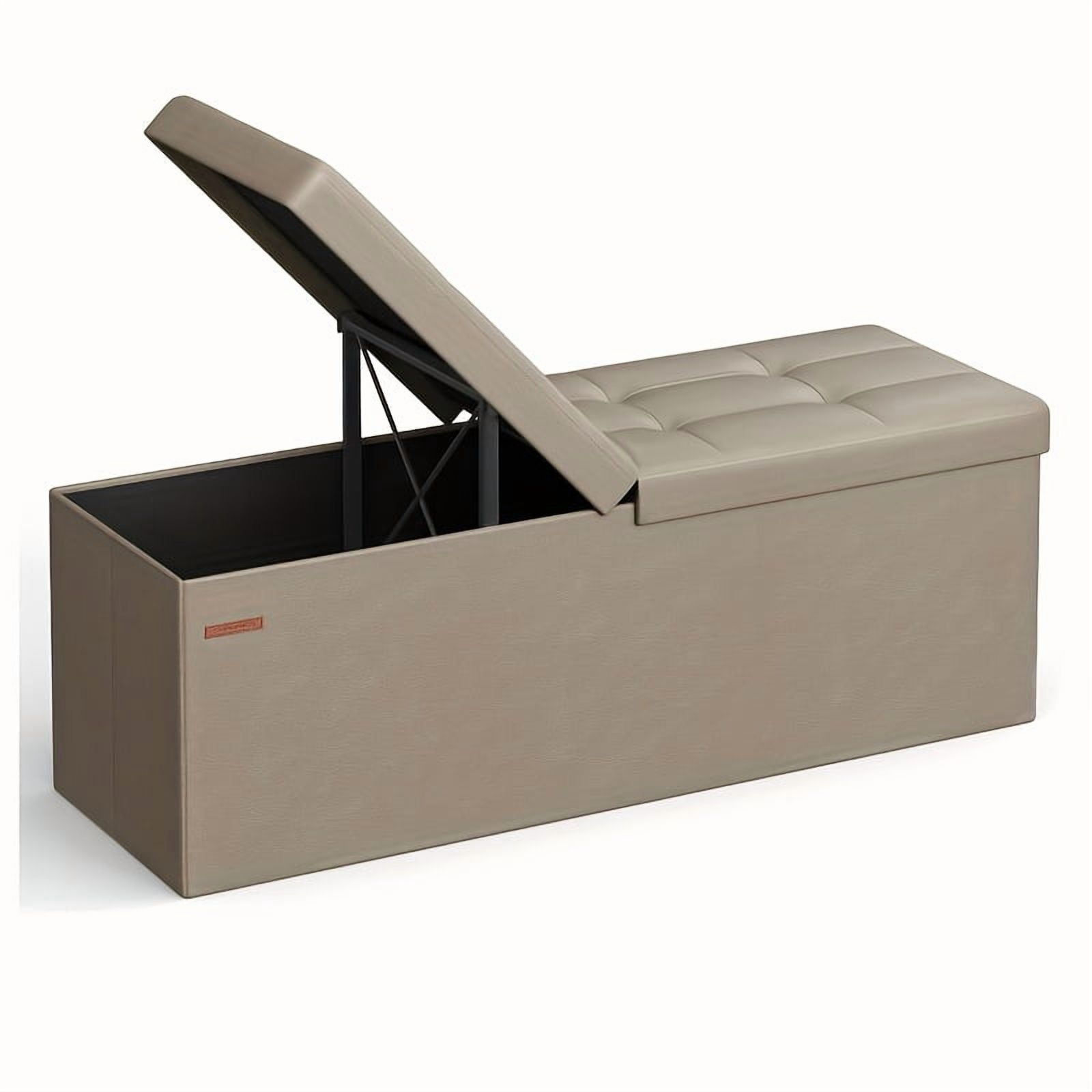 Heavy-Duty 35 Gallon Storage Ottoman Bench with Flip-Top Lid, 600 LB ...