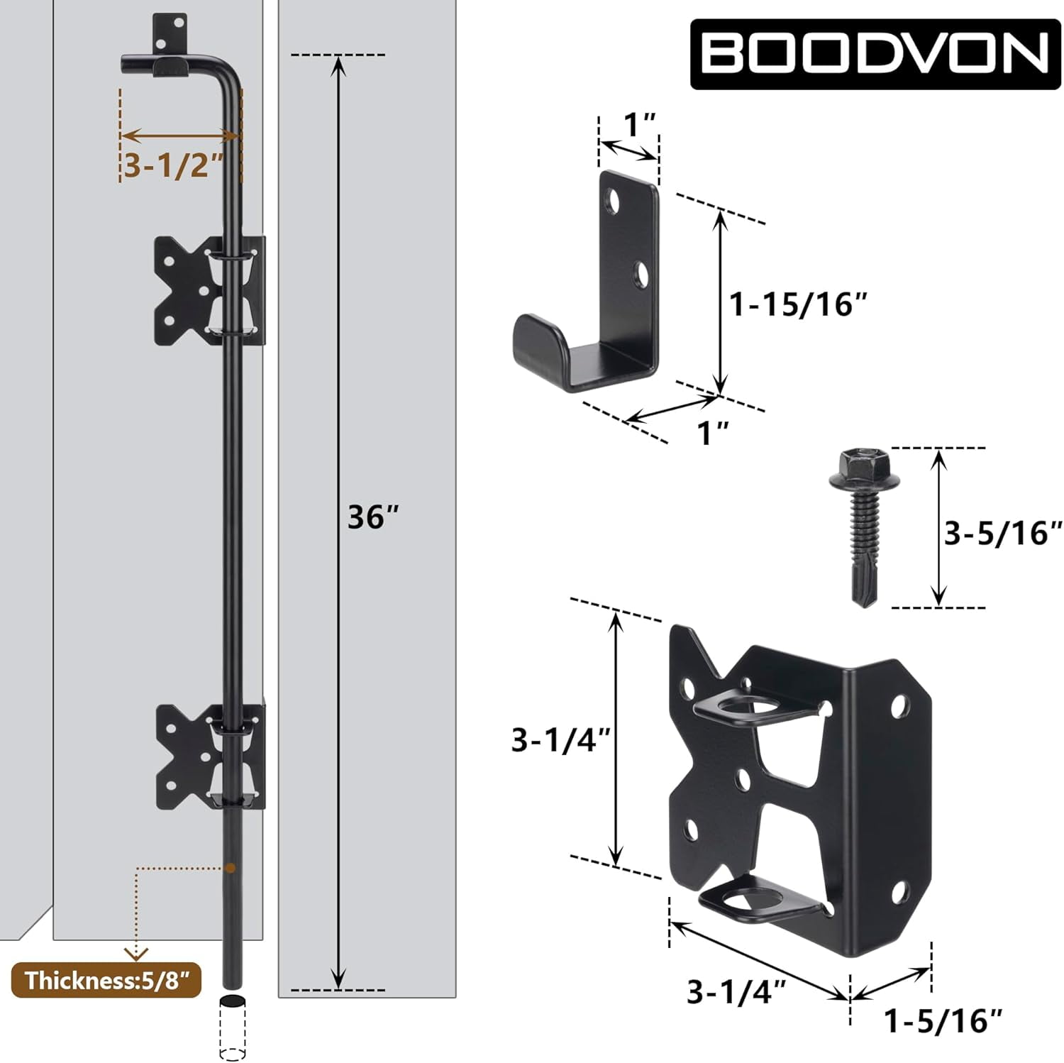 Heavy Duty 36 Inch Cane Bolt Gate Drop Rod Gate Stopper Hardware ...